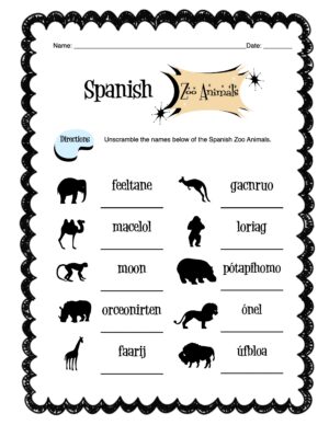 Spanish Zoo Animals Worksheet Packet | Made By Teachers