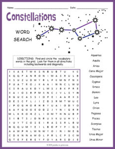 STARS & CONSTELLATIONS Word Search Puzzle Worksheet Activity | Made By ...
