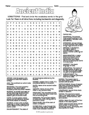 ANCIENT INDIA Civilization Word Search Puzzle Worksheet Activity | Made ...