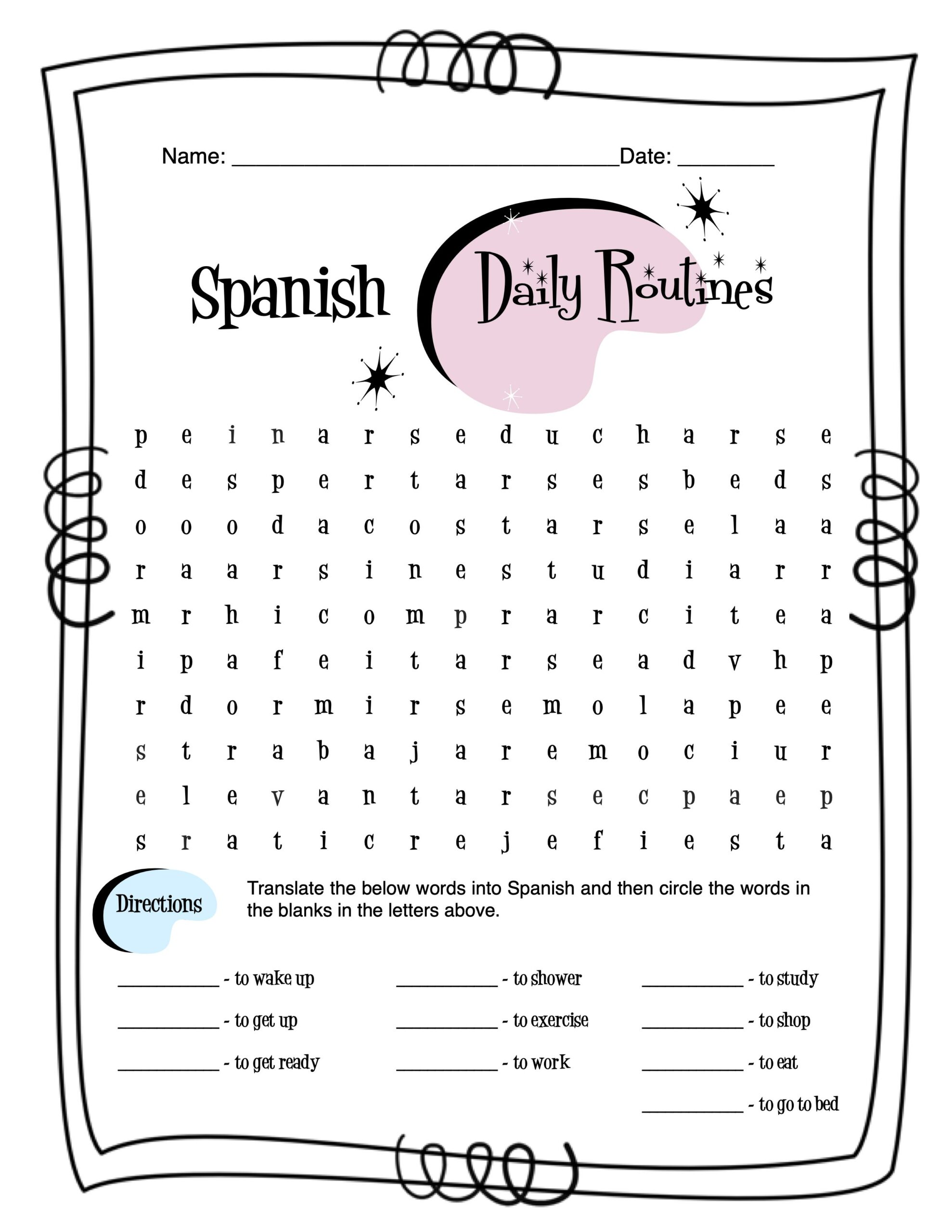 Spanish Daily Routines Worksheet Packet | Made By Teachers