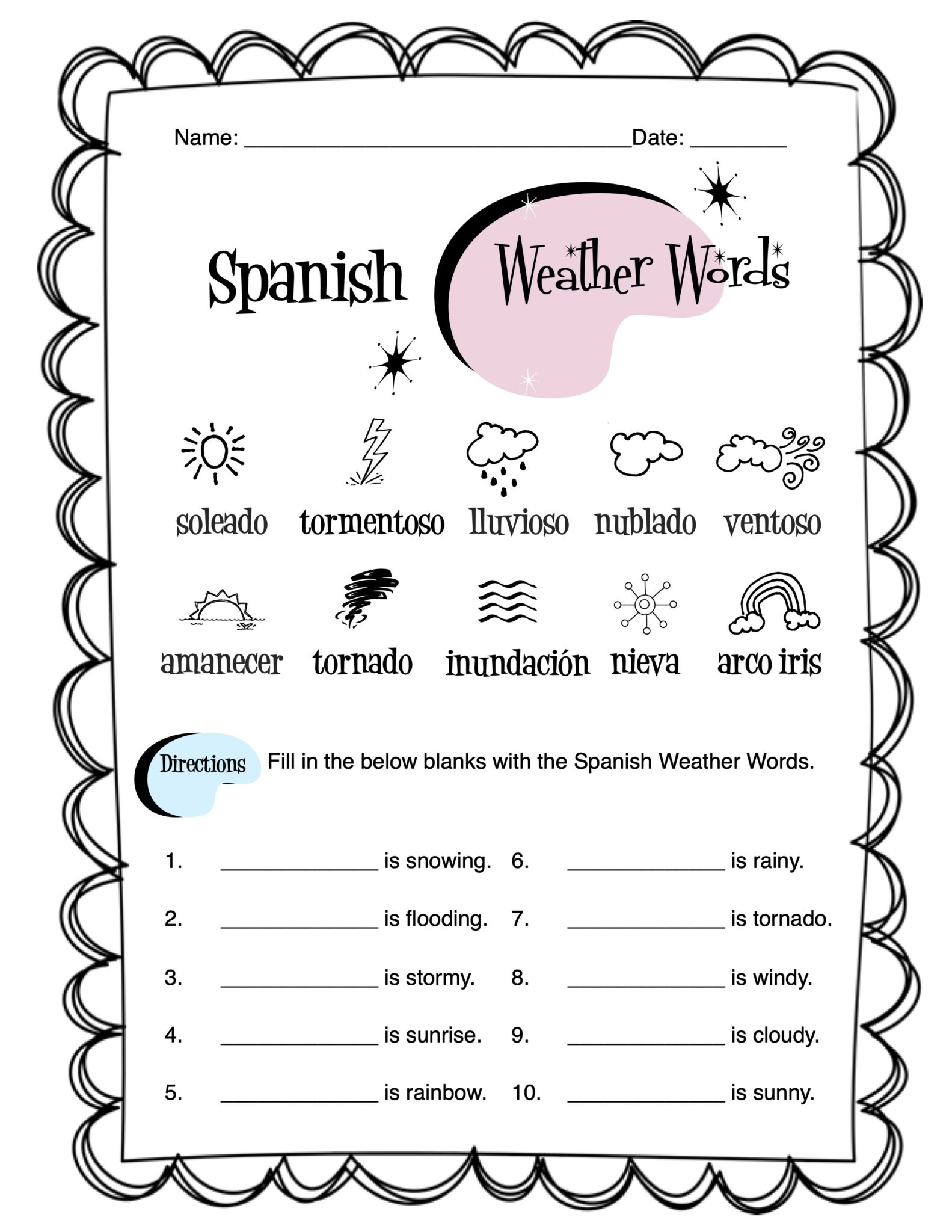 Spanish Weather Words Wordsearch Made By Teachers