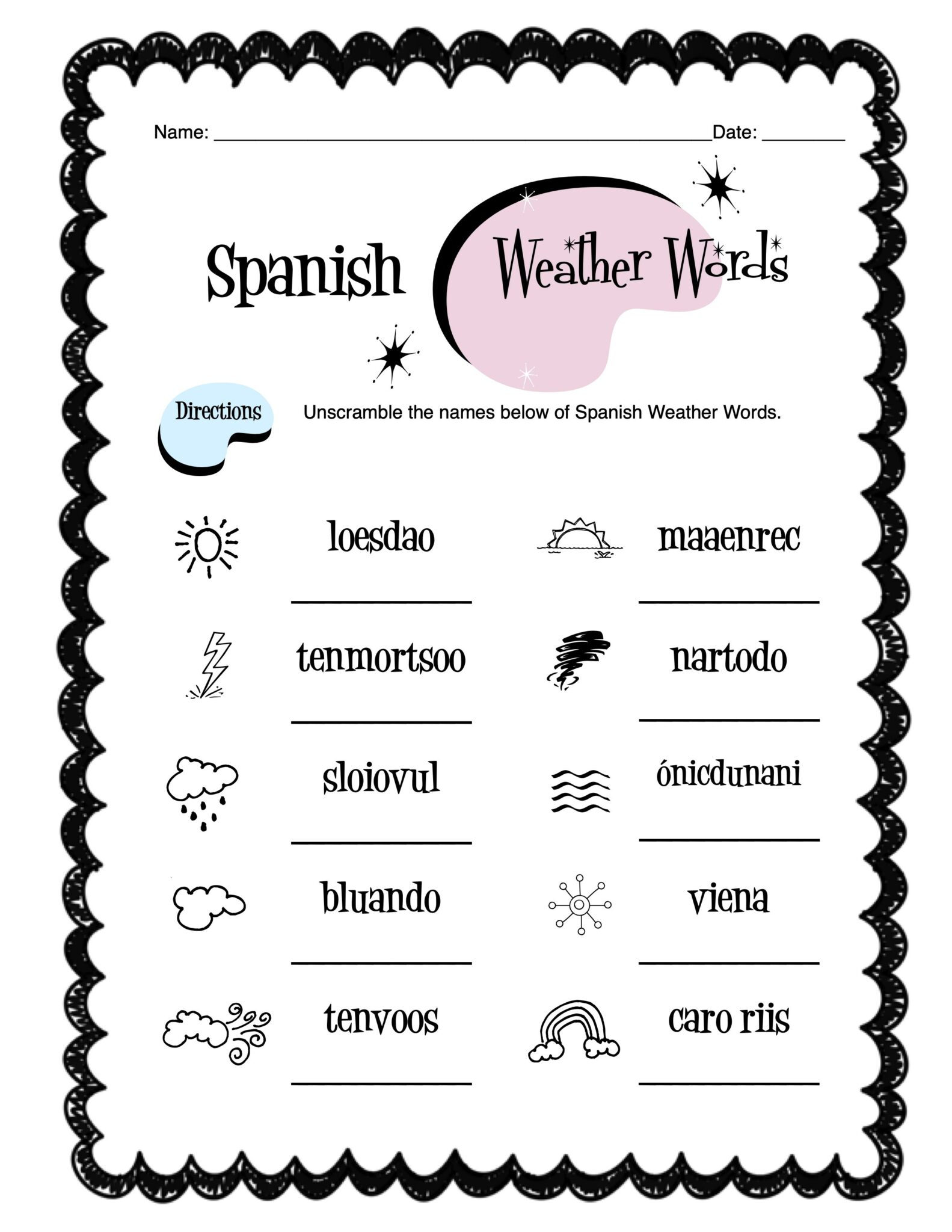 Spanish Weather Words Wordsearch | Made By Teachers