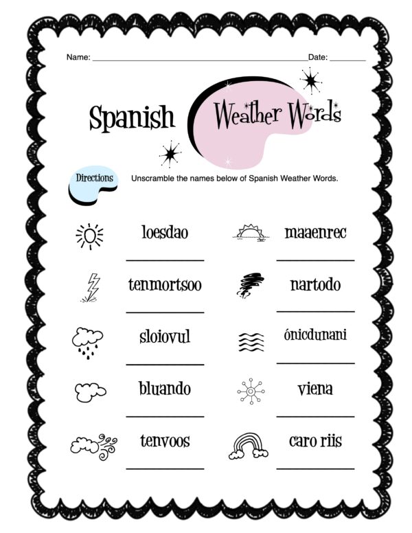 Spanish Weather Words Wordsearch | Made By Teachers