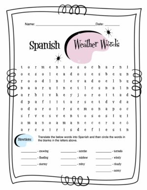 Spanish Weather Words Wordsearch | Made By Teachers