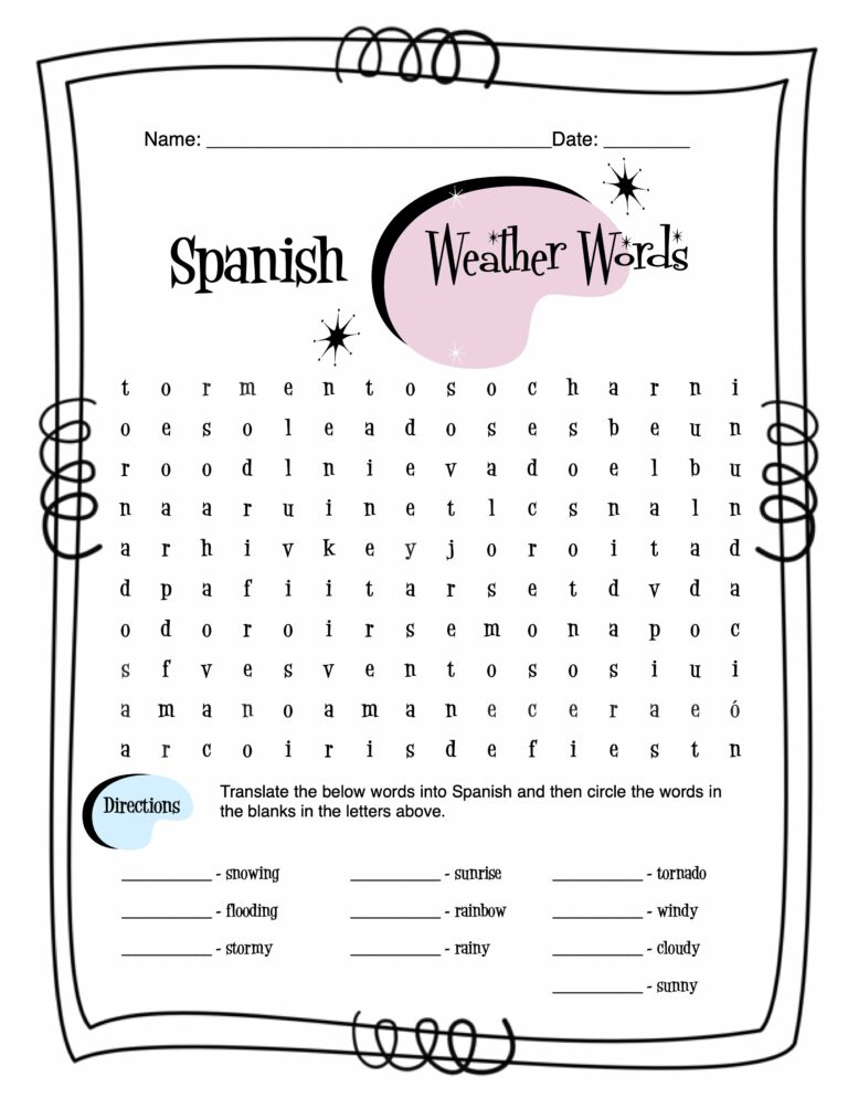 Spanish Weather Words Wordsearch | Made By Teachers