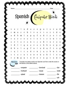 Spanish Computer & Tech Words Worksheet Packet | Made By Teachers