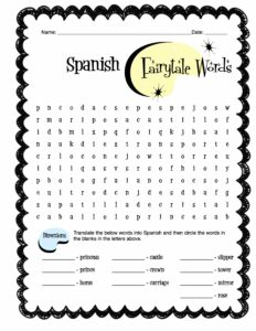 Spanish Fairy Tale Words Worksheet Packet | Made By Teachers