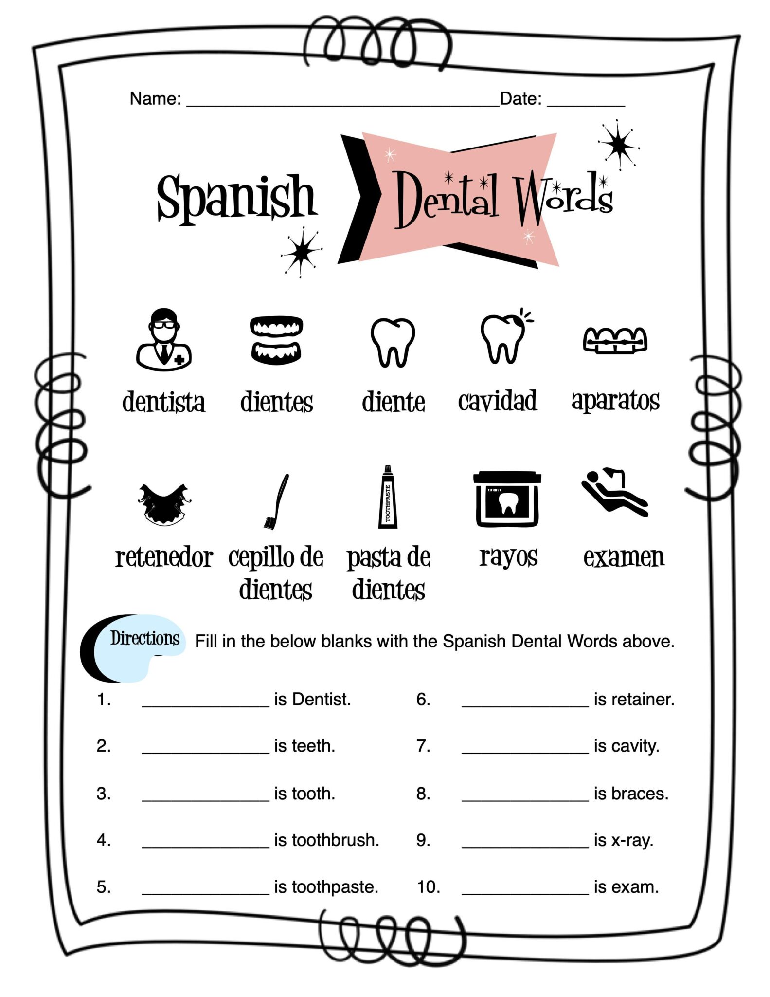 Spanish Christmas Words Vocabulary Word List Worksheet Answer Keys