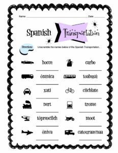 Spanish Transportation Words Worksheet Packet | Made By Teachers