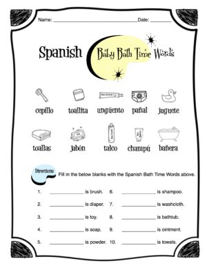 Spanish Baby Bath Time Worksheet Packet | Made By Teachers