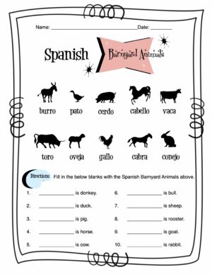 Spanish Barnyard Animals Worksheet Packet | Made By Teachers
