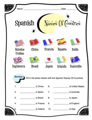 Spanish Names of Countries Worksheet Packet | Made By Teachers