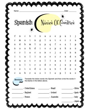 Spanish Names of Countries Worksheet Packet | Made By Teachers