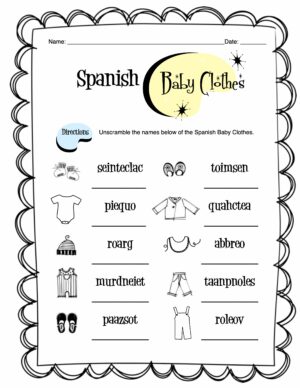 Spanish Baby Clothes Worksheet Packet | Made By Teachers