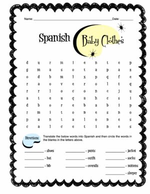 Spanish Baby Clothes Worksheet Packet | Made By Teachers