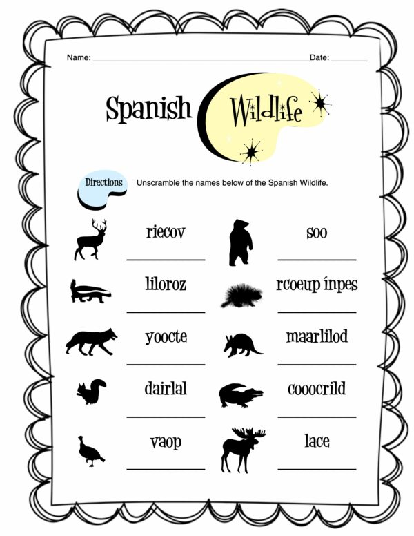 Spanish Wildlife Worksheet Packet | Made By Teachers