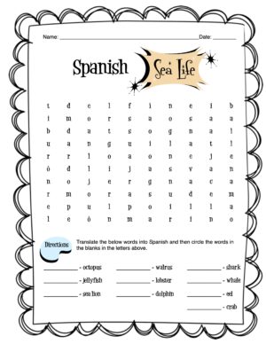 Spanish Sea Life Worksheet Packet | Made By Teachers