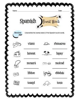 Spanish Tourist Words Worksheet Packet | Made By Teachers