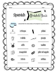 Spanish Household Items Worksheet Packet | Made By Teachers