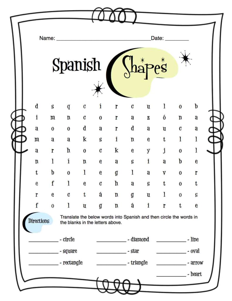 Spanish Basic Shapes Worksheet Packet | Made By Teachers