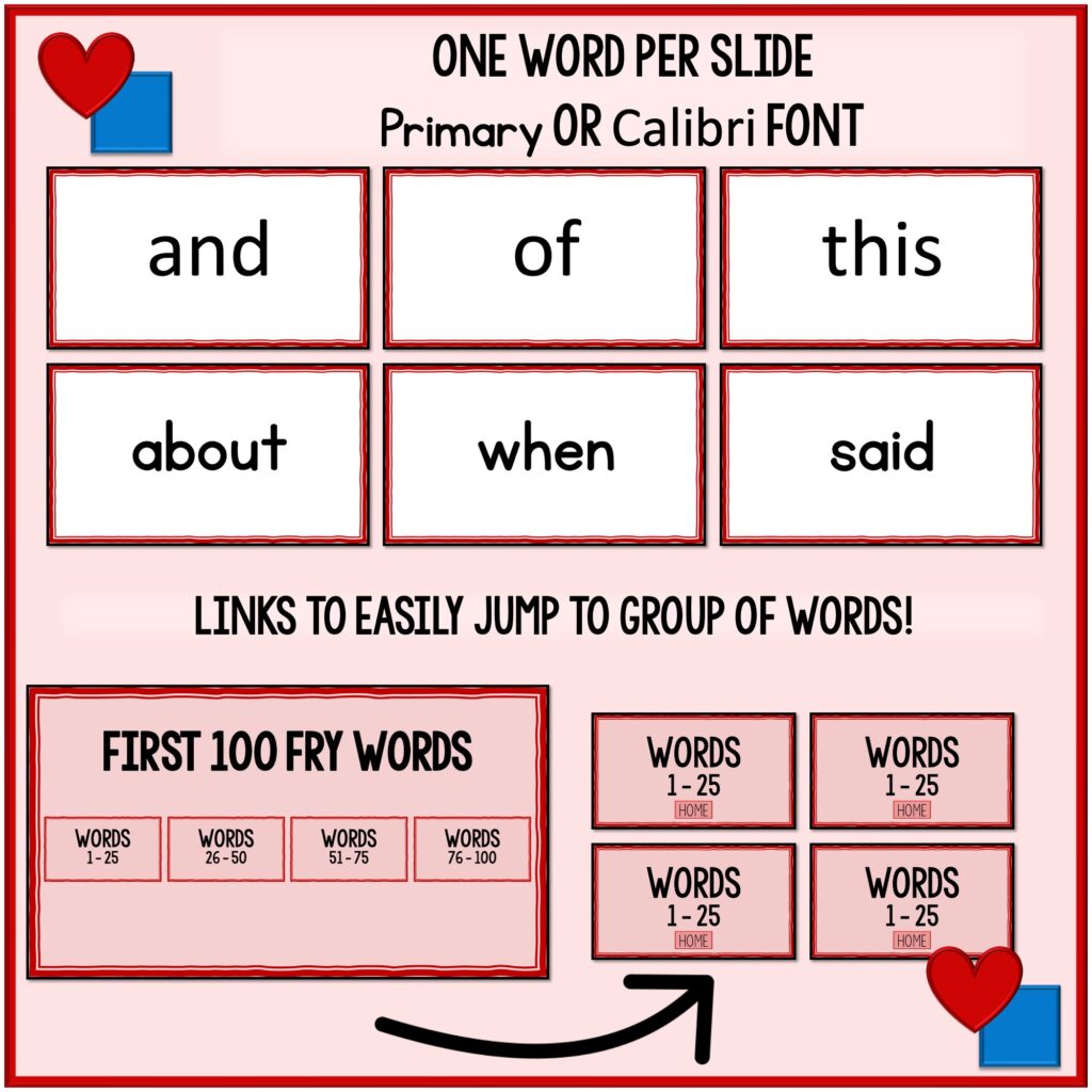 Fry First Hundred Heart Word - Code As You Go - PowerPoint™ & Google ...