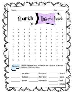 Spanish Hygiene Words Worksheet Packet | Made By Teachers
