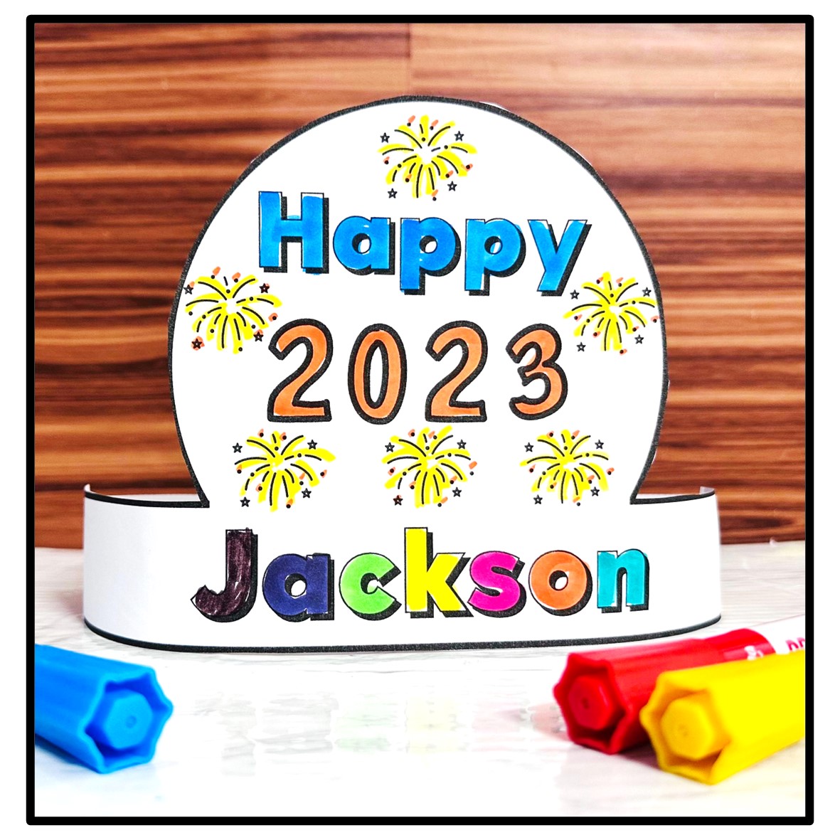 New Years 2023 Editable Name Hat/Crown | Made By Teachers