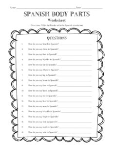 Spanish Body Parts Information Sheet, Worksheet And Answer Key | Made ...