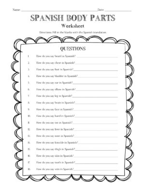 Spanish Body Parts Information Sheet, Worksheet And Answer Key | Made ...