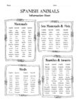 Spanish Types Of Forest Animals Vocabulary Word List Column Worksheet ...