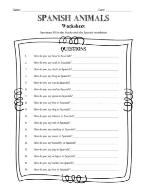 Spanish Animals Information Sheet, Worksheet And Answer Key | Made By ...