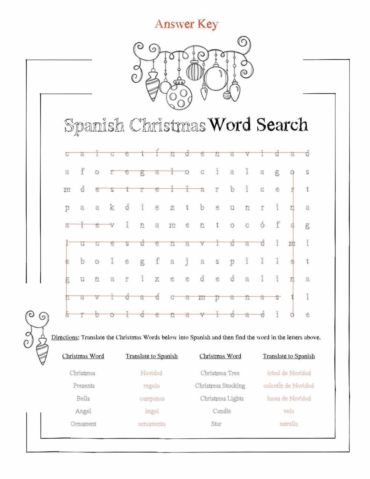 Spanish Christmas Word Search Worksheet | Made By Teachers
