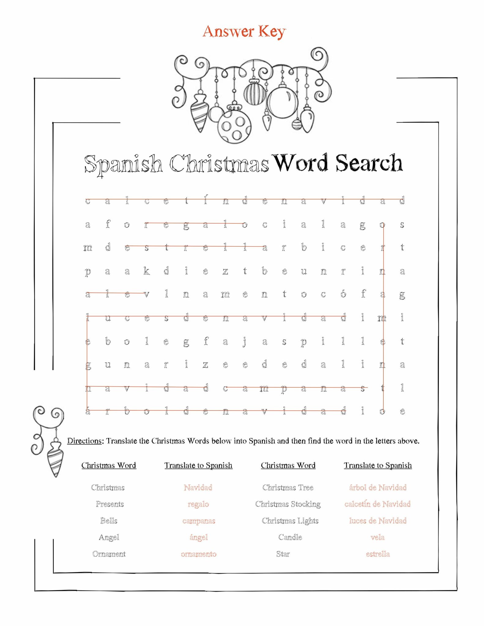 Spanish Christmas Word Search Worksheet | Made By Teachers
