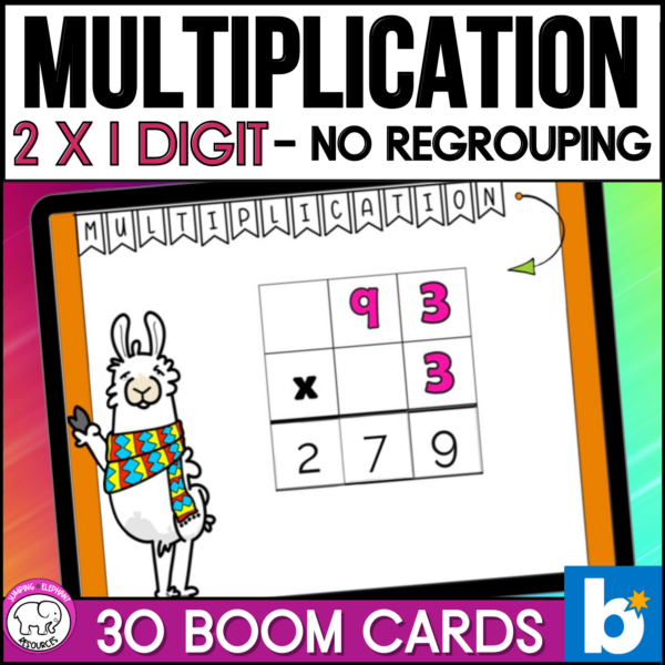 2 Digit by 1 digit Multiplication Standard Form NO Regrouping BOOM ...