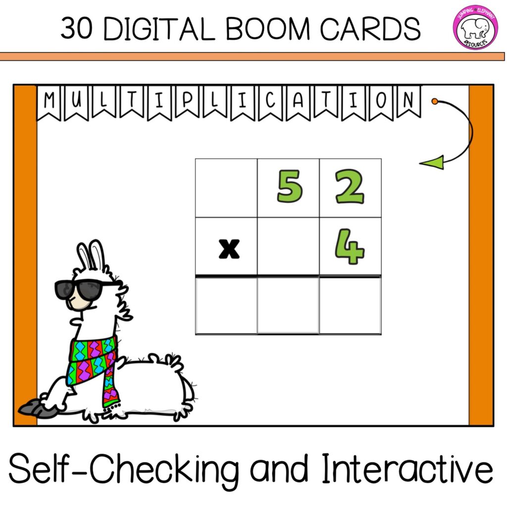 2 Digit by 1 digit Multiplication Standard Form NO Regrouping BOOM ...