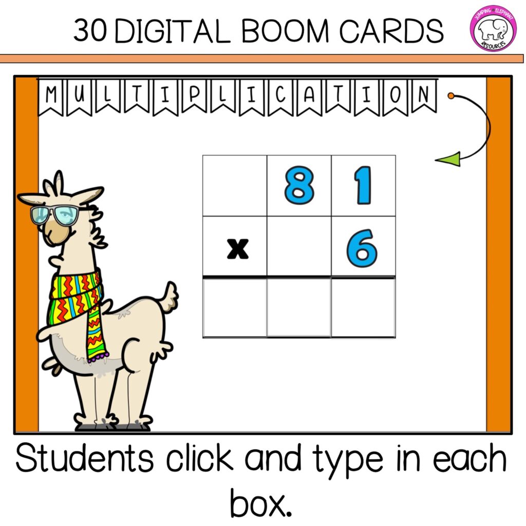 2 Digit by 1 digit Multiplication Standard Form NO Regrouping BOOM ...
