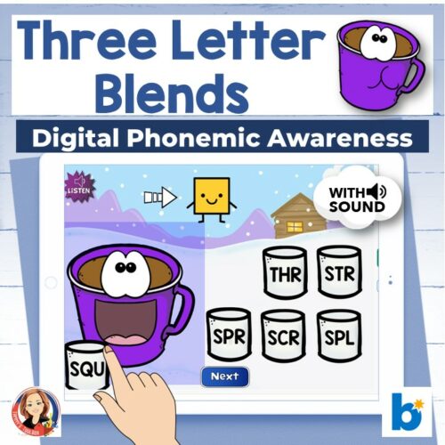 Three Letter Blends Winter Phonemic Awareness Boom Cards | Made By Teachers