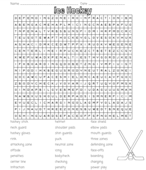 Ice Hockey Word Search | Made By Teachers