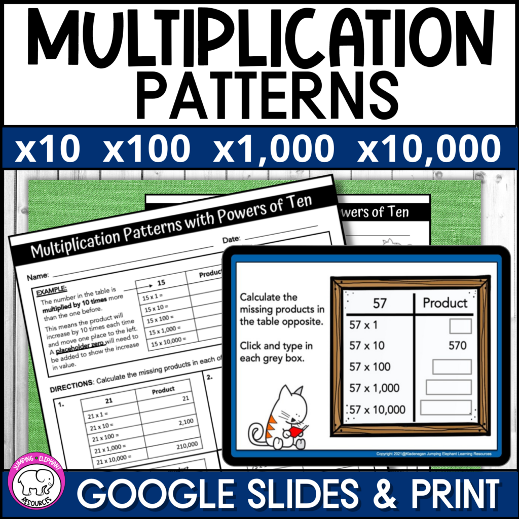 Multiplication Patterns with Powers of Ten Google Slides and Worksheets ...