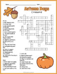 No Prep Fall Activity - Autumn Days Crossword Puzzle Worksheet - 4 ...