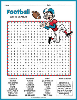 AMERICAN FOOTBALL Word Search Puzzle Worksheet Activity | Made By Teachers