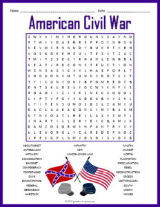 THE AMERICAN CIVIL WAR Word Search Puzzle Worksheet Activity | Made By ...