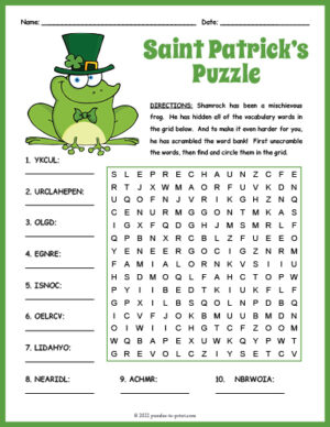 Saint Patrick's Day Word Search & Scramble Puzzle Worksheet Activity ...