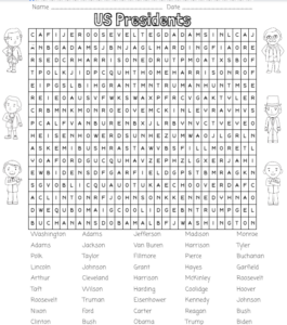 US Presidents Word Search | Made By Teachers