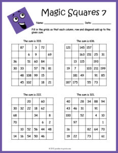 MAGIC SQUARES - 8 Fun Math Addition Puzzle Worksheets | Made By Teachers