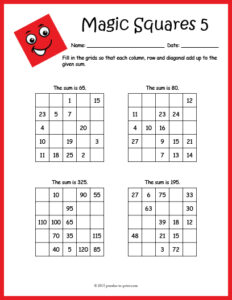 MAGIC SQUARES - 8 Fun Math Addition Puzzle Worksheets | Made By Teachers