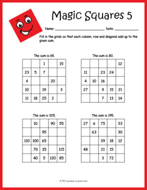 MAGIC SQUARES - 8 Fun Math Addition Puzzle Worksheets | Made By Teachers