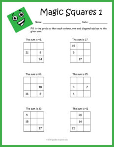 MAGIC SQUARES - 8 Fun Math Addition Puzzle Worksheets | Made By Teachers
