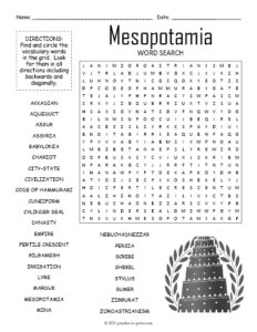 ANCIENT MESOPOTAMIA Civilization Word Search Puzzle Worksheet Activity ...