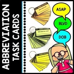 Abbreviation Task Cards - Special Education - Writing - Reading ...